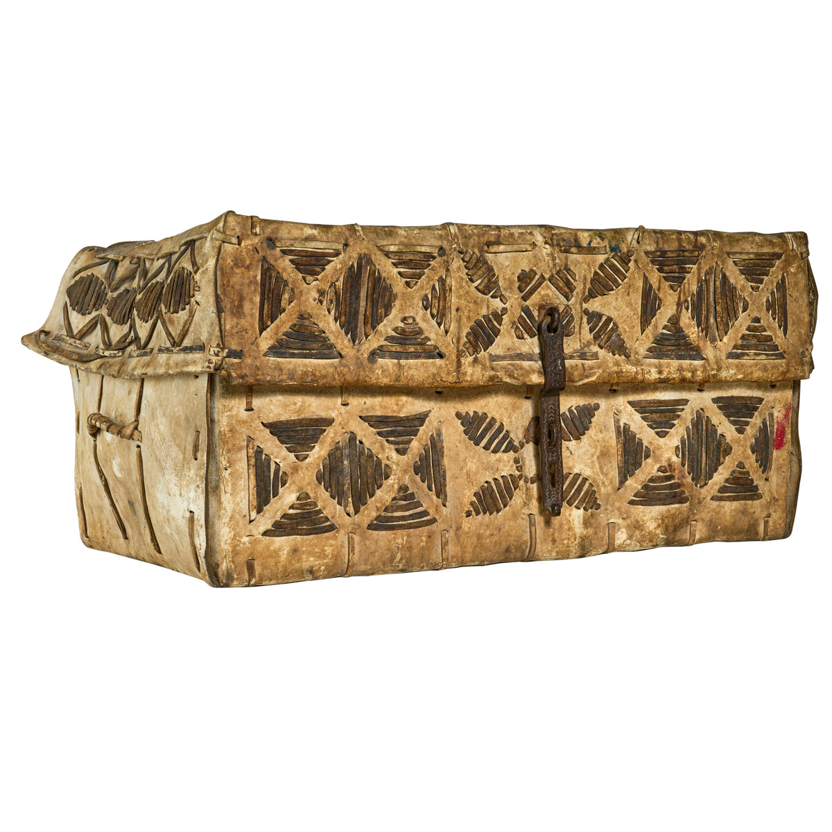 Large Hide Trunk with Decorative Stitching | Architectural Artifacts, Inc.