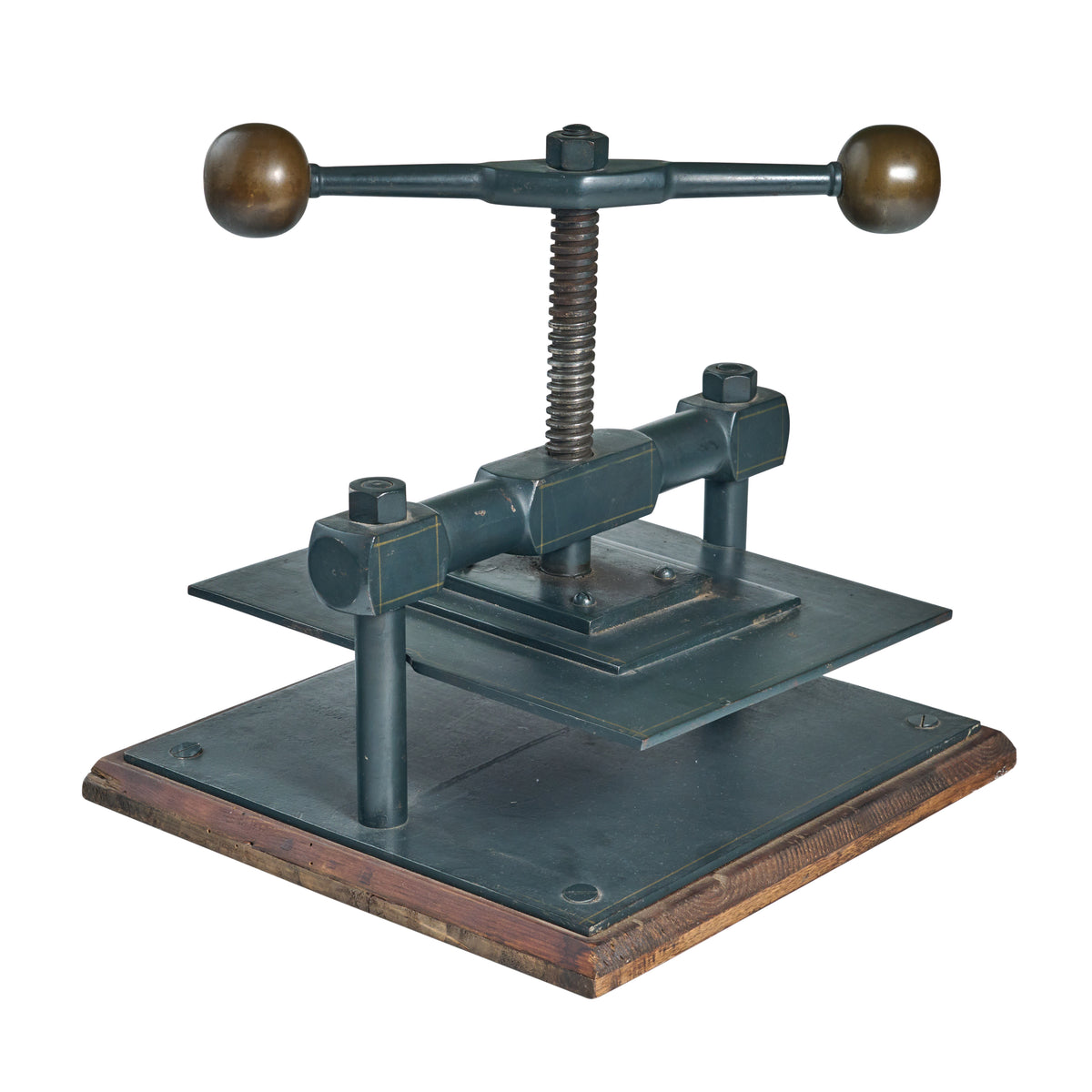 Cast Iron Book Press with Brass Handle and Newer Wood Base ...