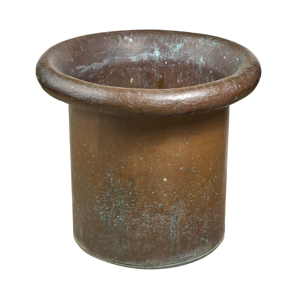 Hammered Copper Bin with Rolled Rim | Architectural Artifacts, Inc.