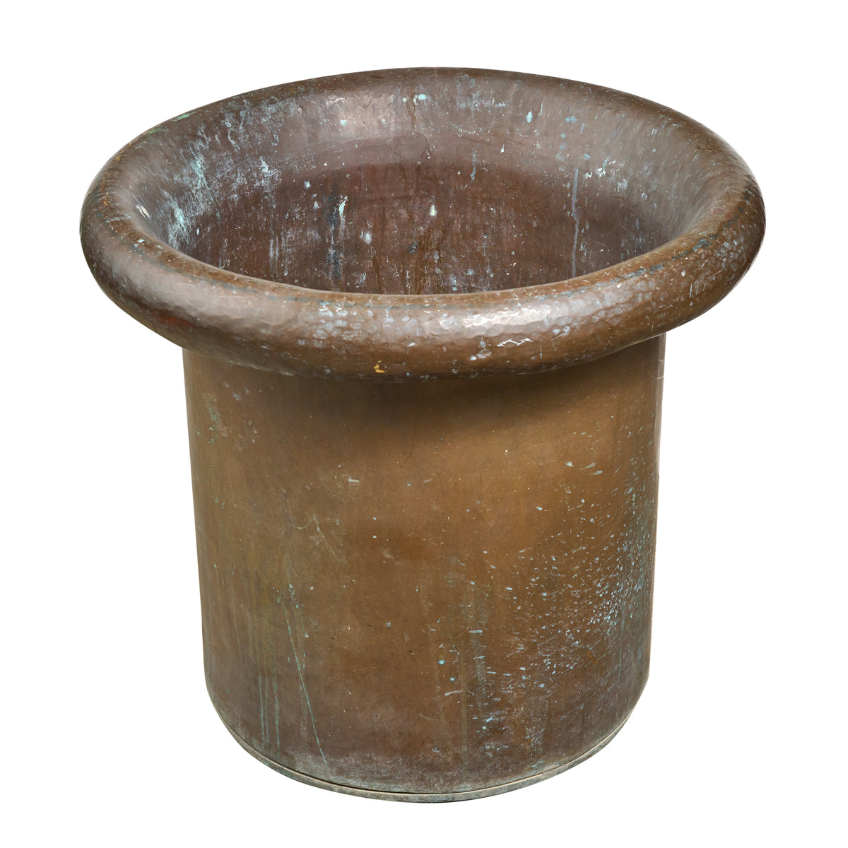 Hammered Copper Bin with Rolled Rim | Architectural Artifacts, Inc.