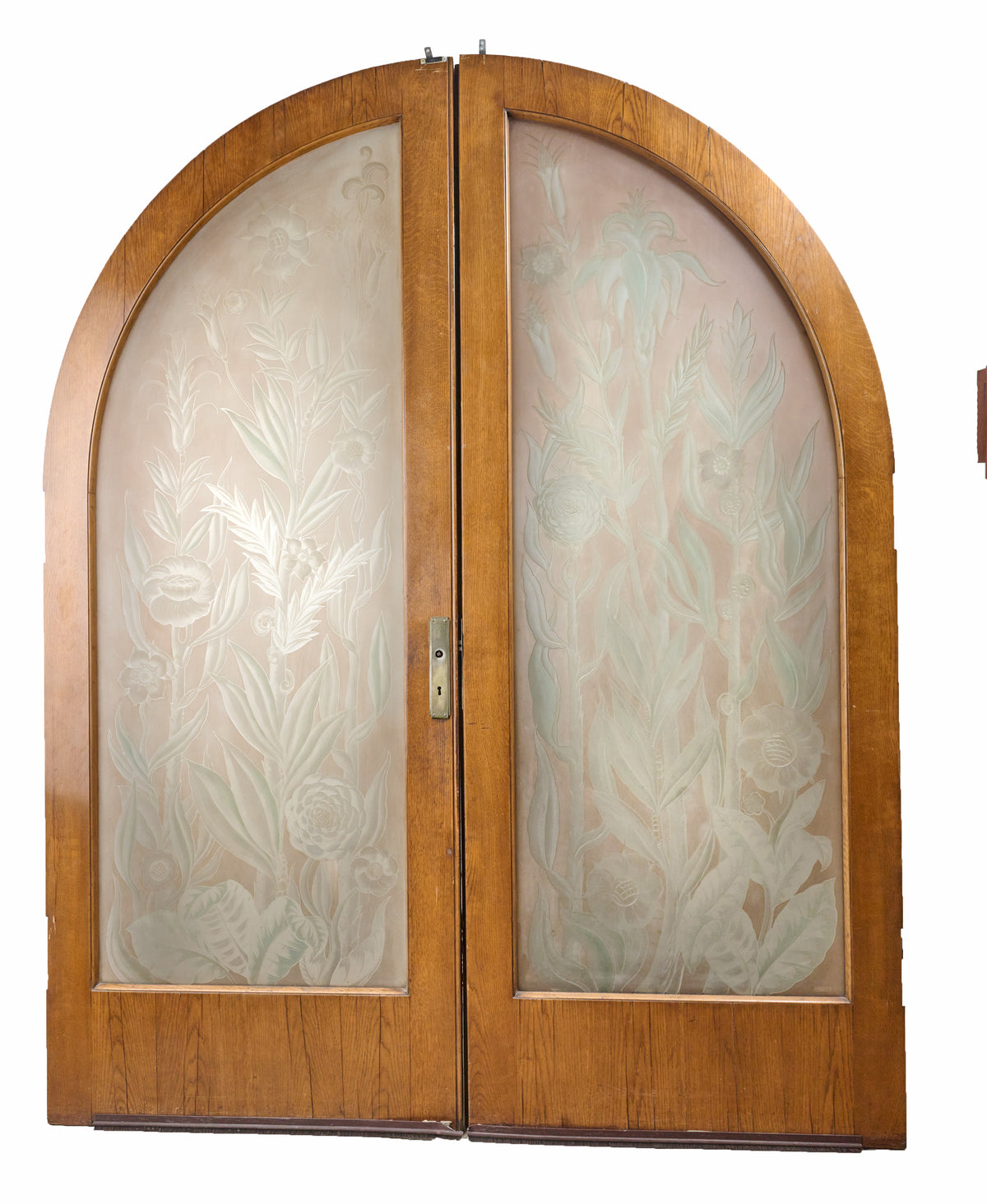 Pair of Etched and Wheel Cut Doors with Original Frame | Architectural ...