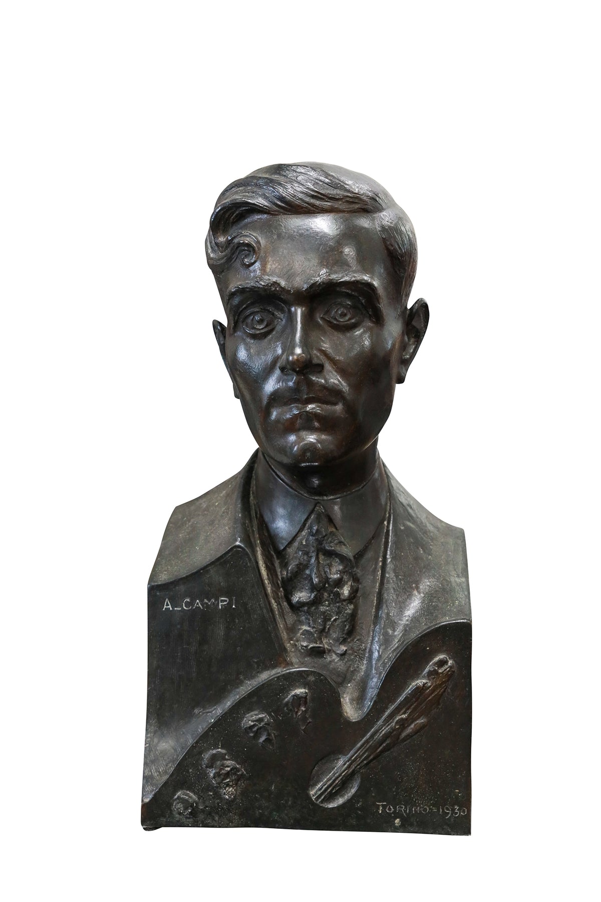 Italian Bronze Bust of Artist A. Campi | Architectural Artifacts, Inc.