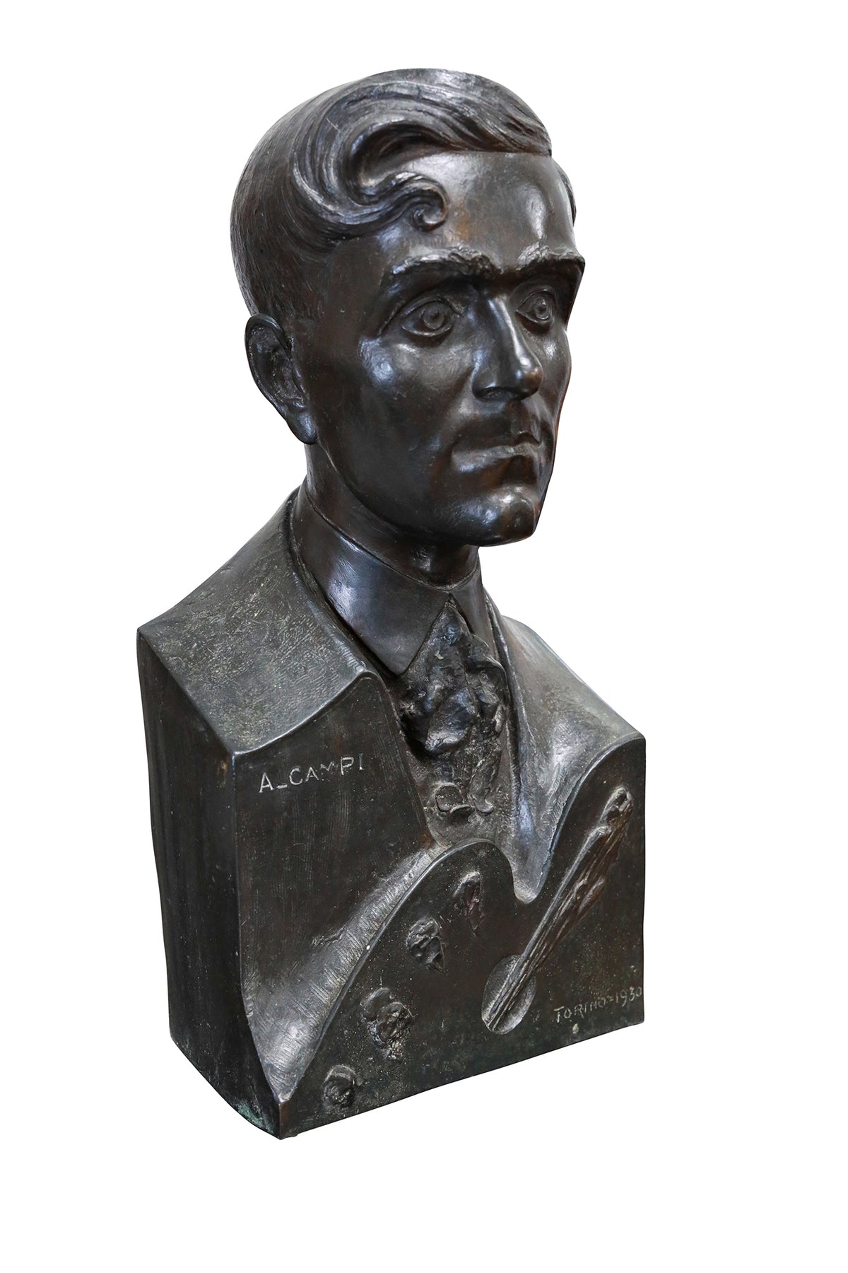 Italian Bronze Bust of Artist A. Campi | Architectural Artifacts, Inc.