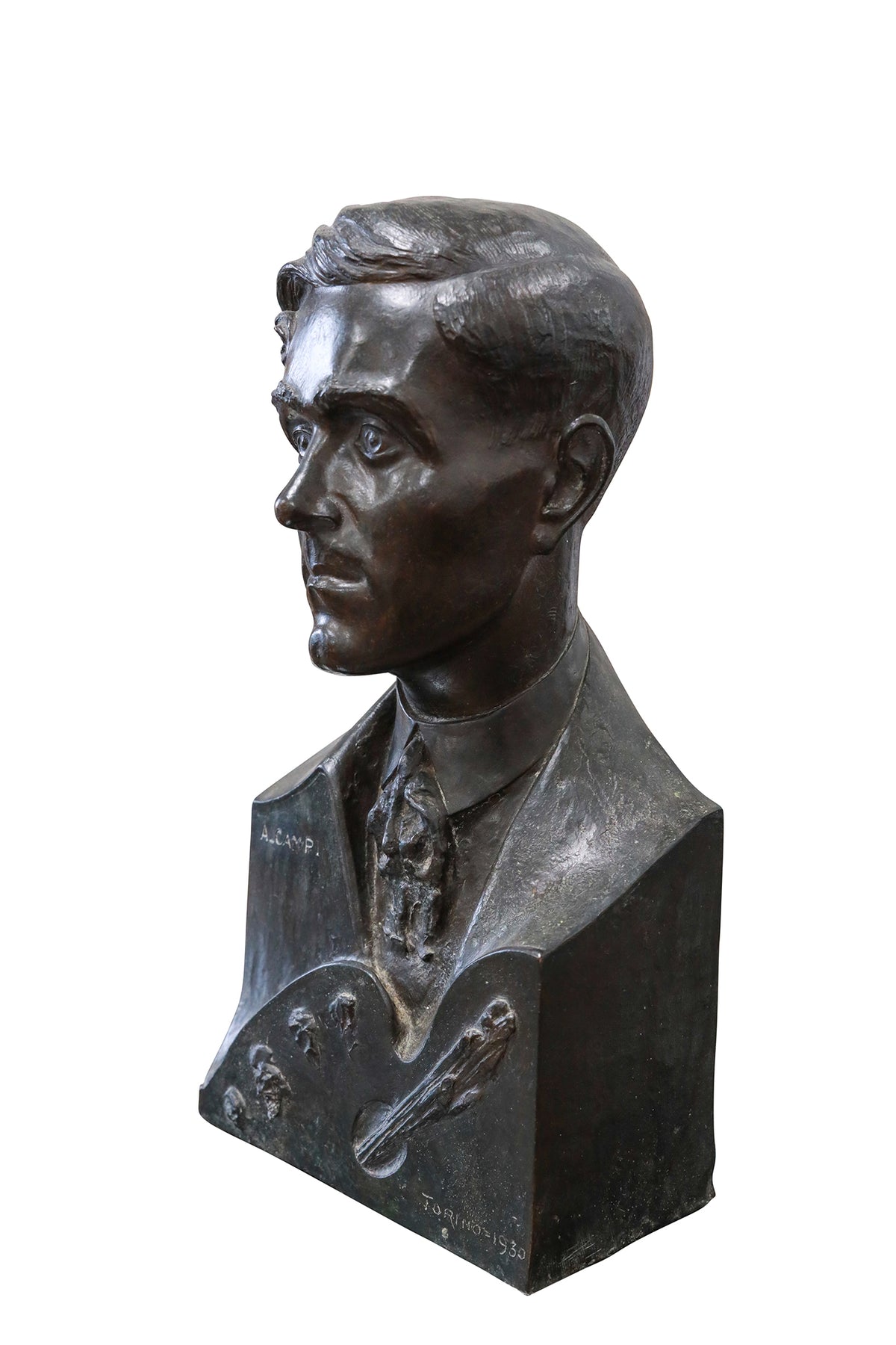 Italian Bronze Bust of Artist A. Campi | Architectural Artifacts, Inc.