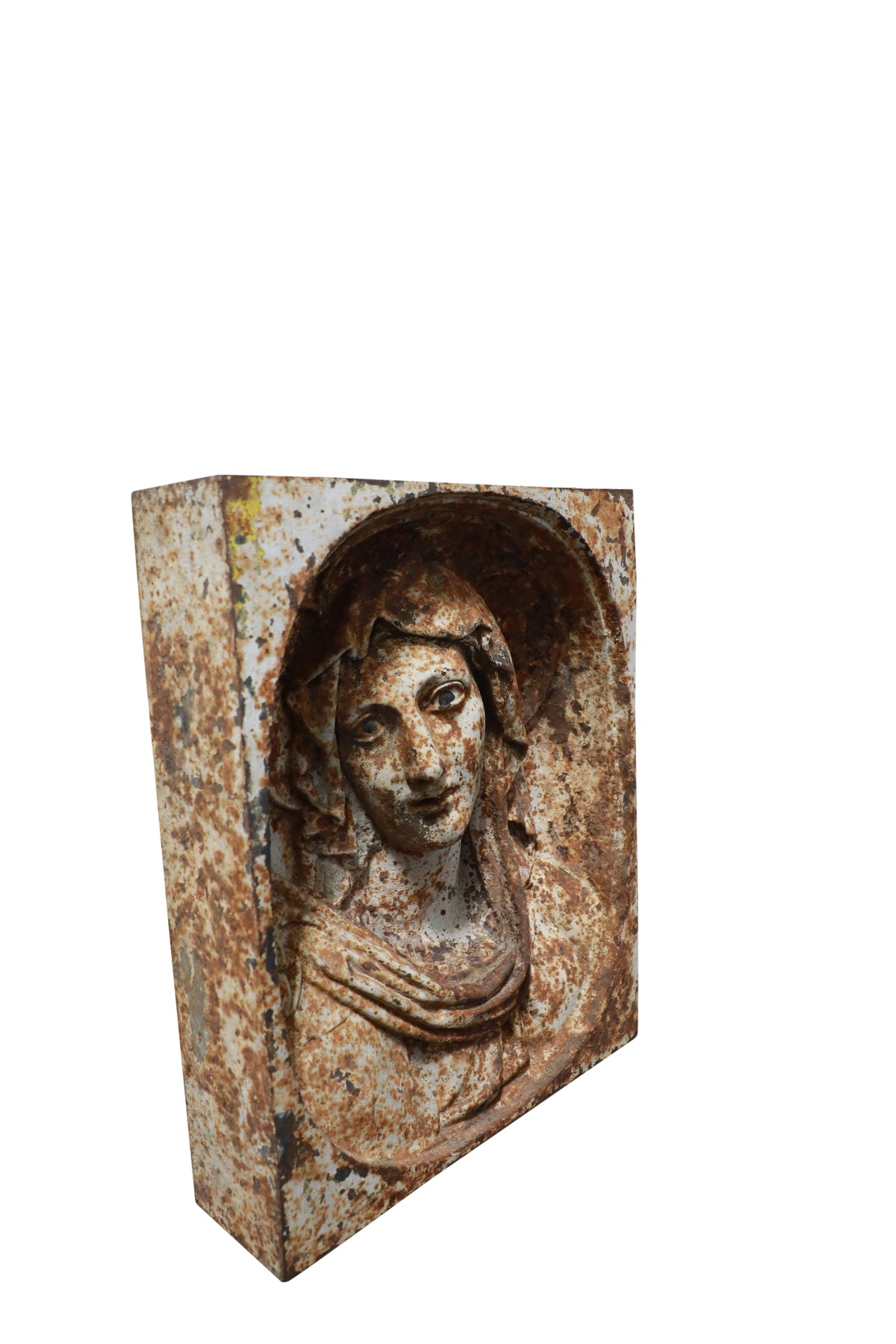 French Cast Iron Panel of Mary | Architectural Artifacts, Inc.