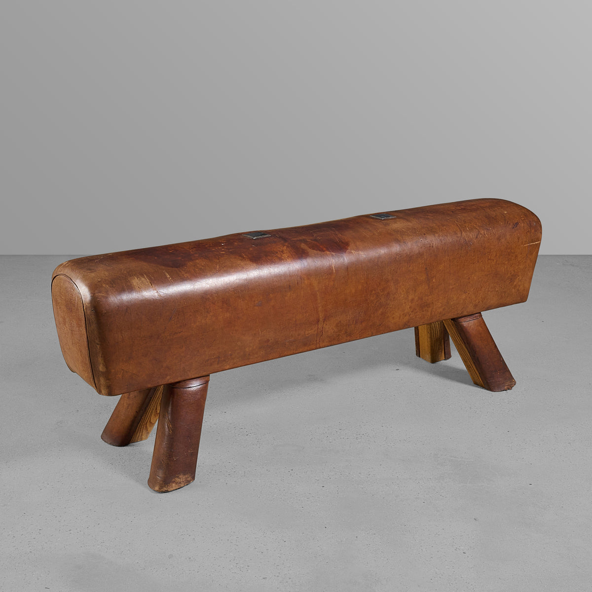 Wood and Leather Vaulting Horse Bench | Architectural Artifacts, Inc.